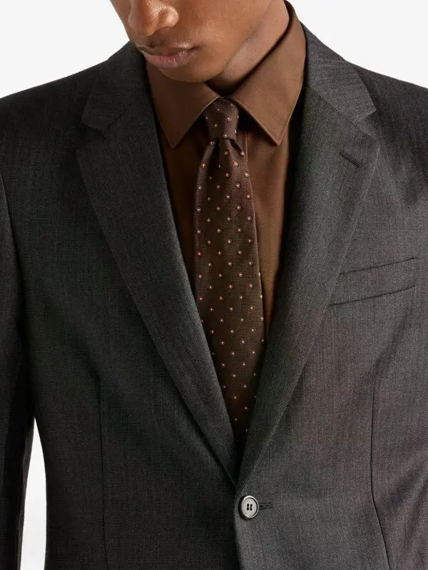 Prada Patterned Silk Neck Tie - Brown