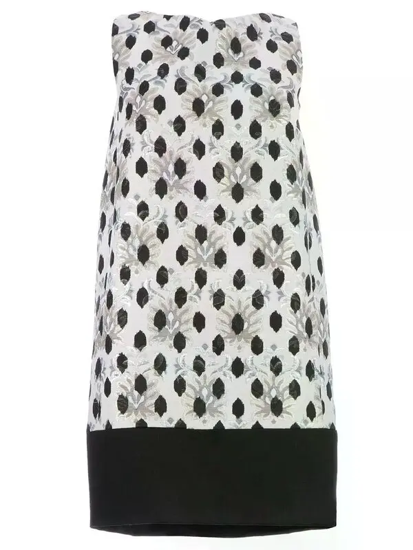 Giambattista Valli Polkadot Brocade Shift Dress - White