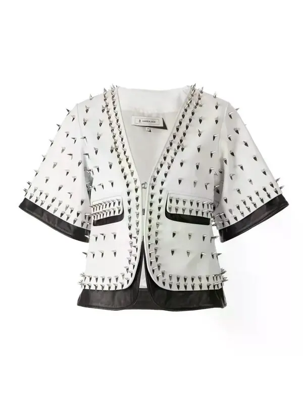 Anrealage Pearl Embellished Leather Jacket