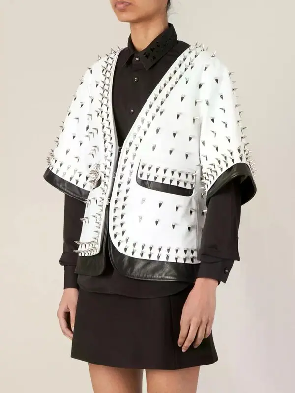 Anrealage Pearl Embellished Leather Jacket