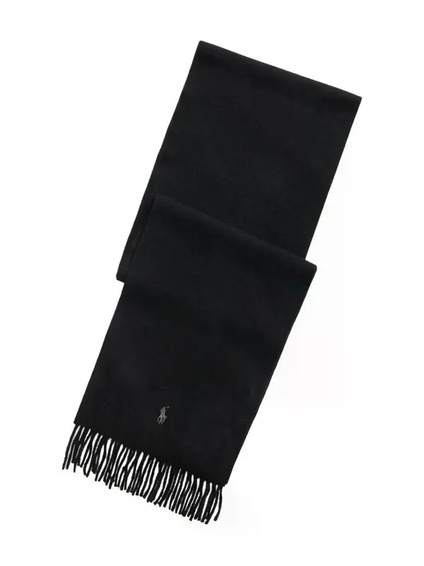 Polo Ralph Lauren Wool Fringed Scarf - Black