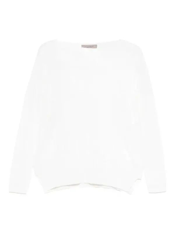 D.exterior Boat-neck Sweater - White