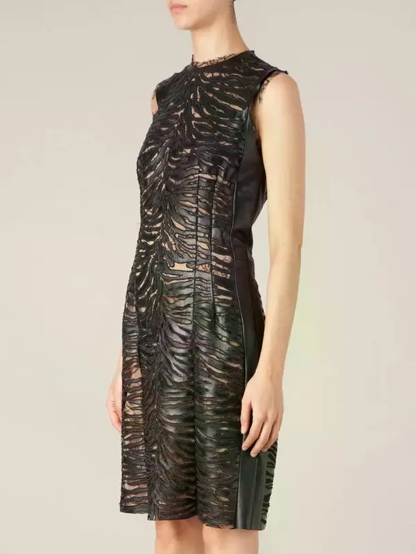 Alexandre Vauthier Lace Panel Lambskin Dress