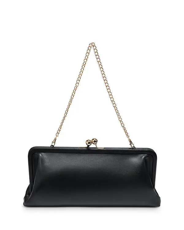 Aqua Leather Coin Purse Clutch - Black