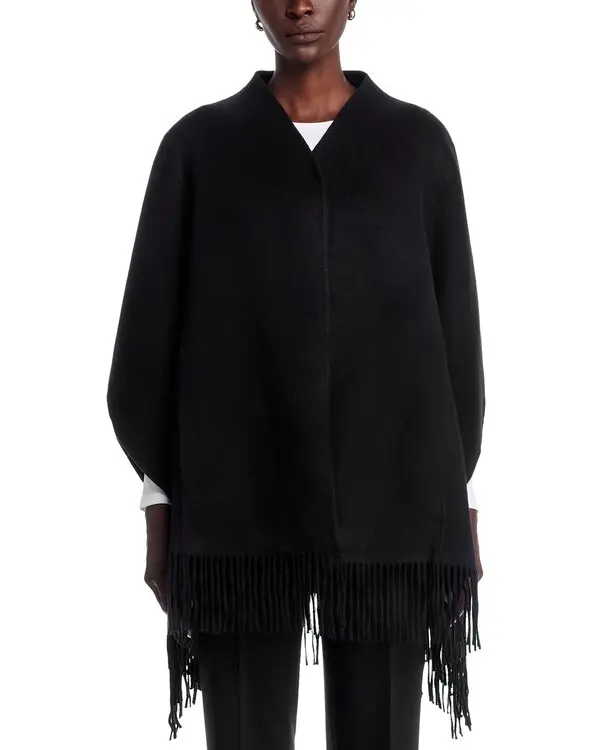 Lafayette 148 New York Wool Cashmere Fringed Hem Cape