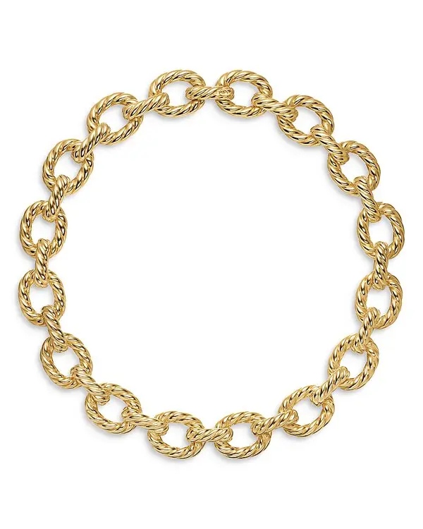 David Yurman Sculpted Cable Oval Link Necklace In 18k Yellow 18mm - Gold
