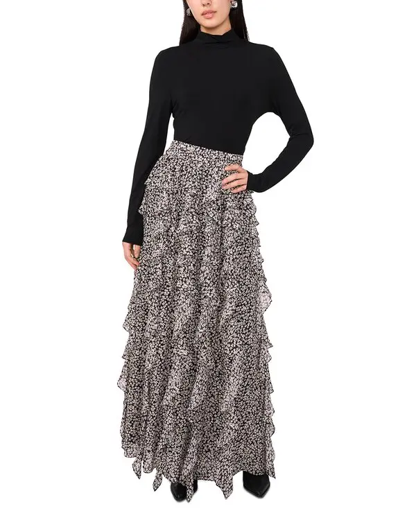 1.State Corkscrew Ruffled Maxi Skirt
