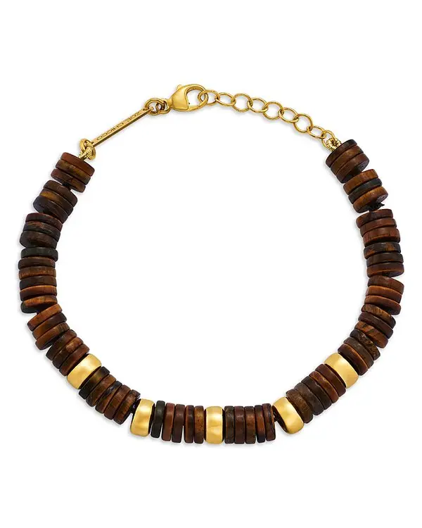 Zoe Chicco 14k Yellow Gold Tiger's Eye Bracelet - Borwn/gold