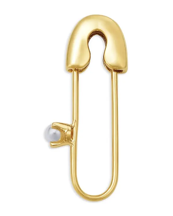 Zoe Chicco 14k Yellow Baroque Pearl Safety Pin Hoop Earring - Gold