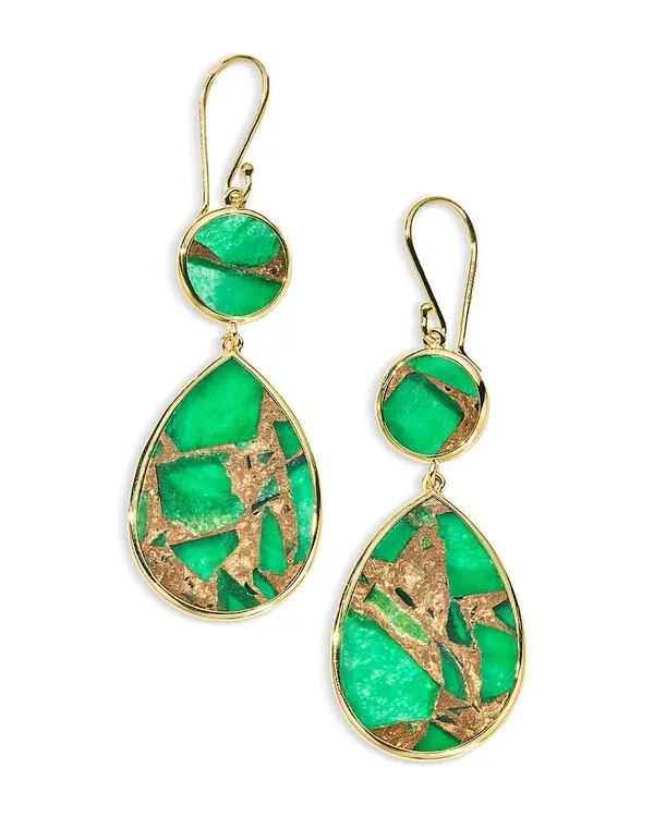 Ippolita 18k Yellow Gold Quartz Double Drop Earrings - Gold/green