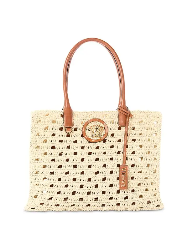 Versace La Medusa Crocheted Tote - Natural