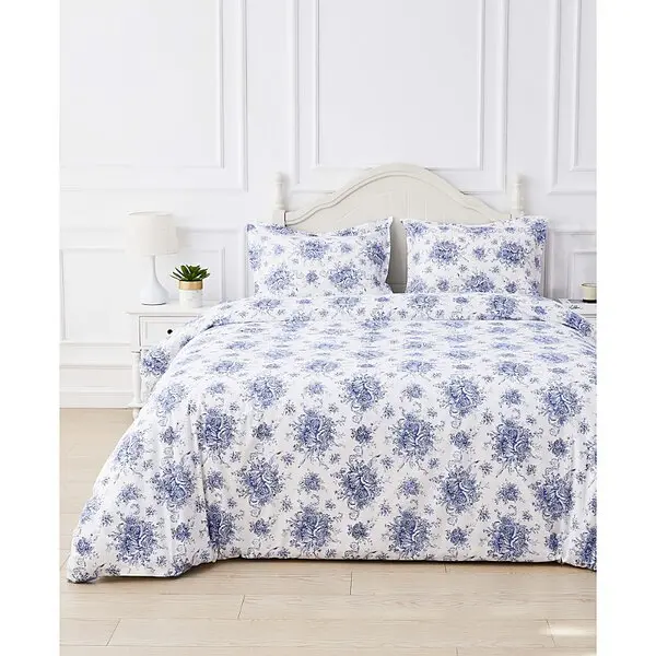 BEDFORD LANE Petite Toile De Joie Percale Duvet Set, Full/queen - Navy