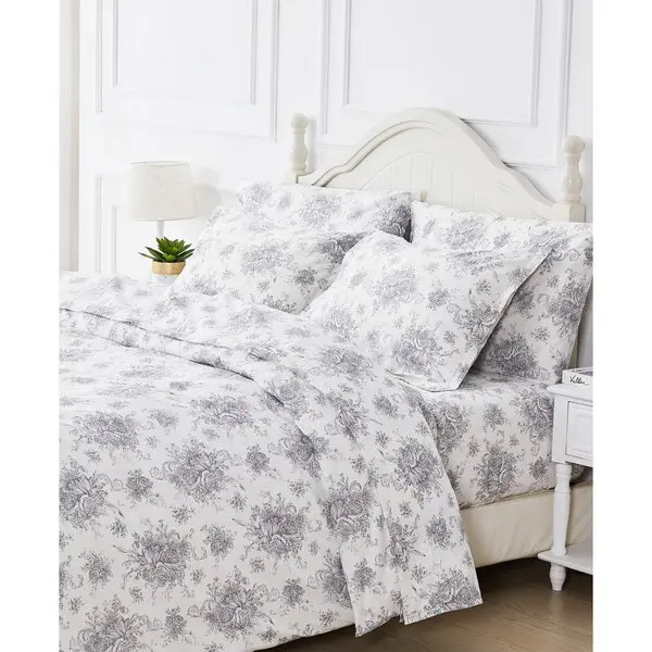 BEDFORD LANE Petite Toile De Joie Percale Duvet Set, King - Grey
