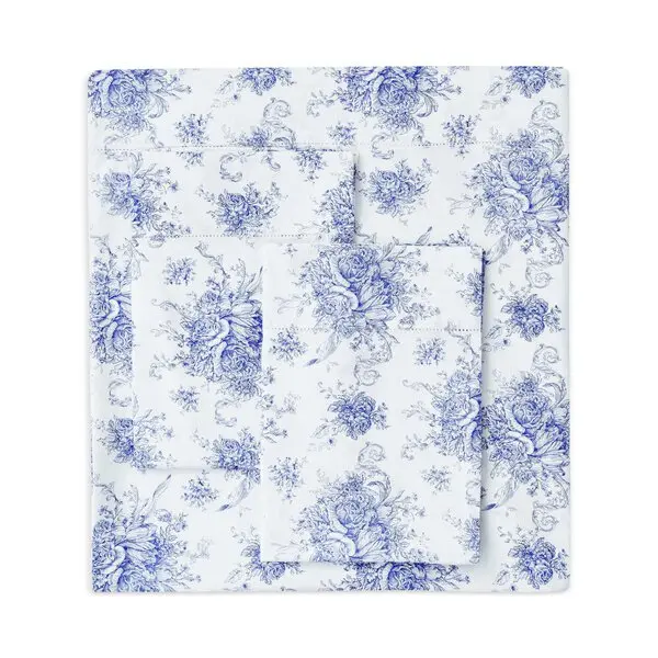 BEDFORD LANE Petite Toile De Joie Percale Sheet Set, Twin - Navy