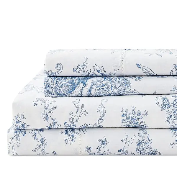 BEDFORD LANE Petite Toile De Joie Percale Sheet Set, Full - Light Blue