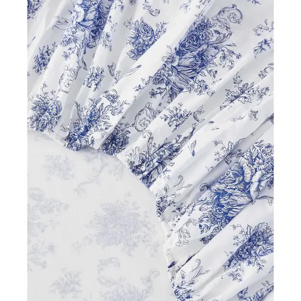 BEDFORD LANE Petite Toile De Joie Percale Sheet Set, Full - Navy
