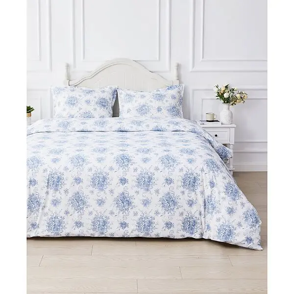 BEDFORD LANE Petite Toile De Joie Percale Duvet Set, Twin - Light Blue