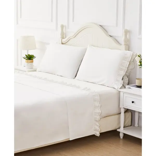 BEDFORD LANE Double Ruffle Percale Sheet Set, California King
