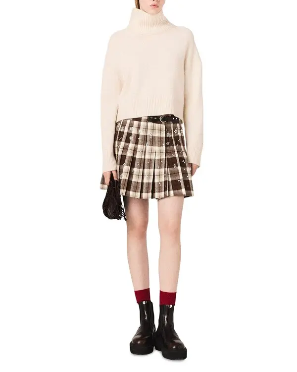 Maje Jamian Checked Flannel Skirt