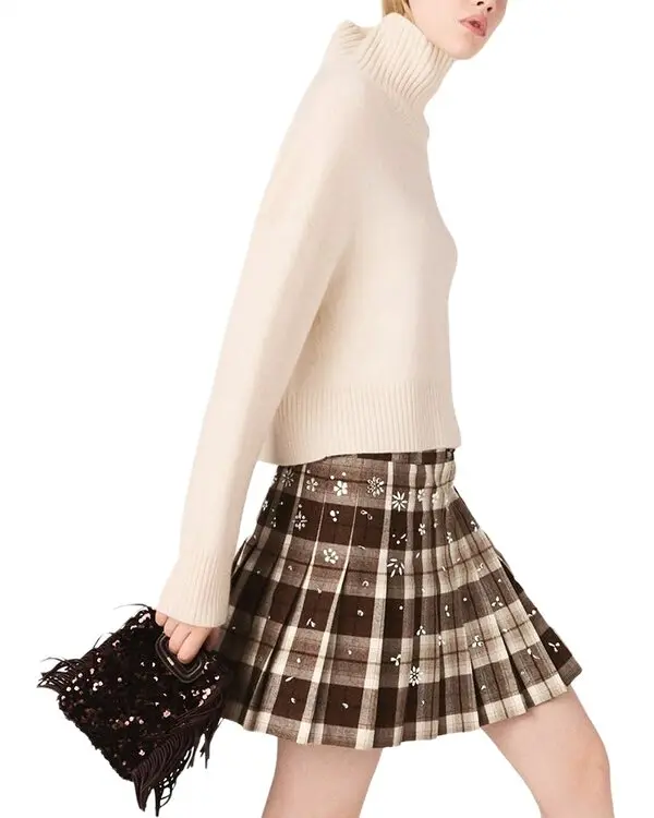 Maje Jamian Checked Flannel Skirt
