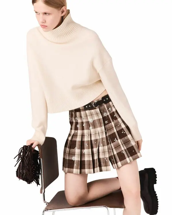 Maje Jamian Checked Flannel Skirt