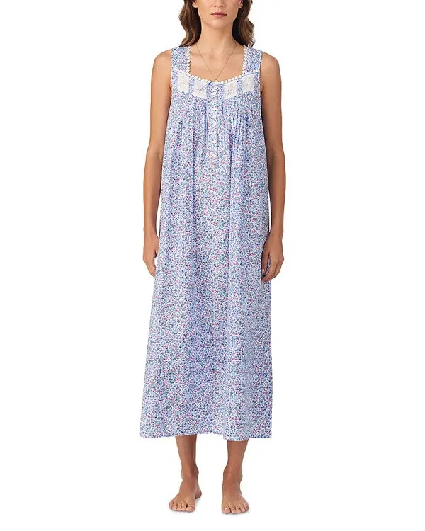Eileen West Floral Lawn Ballet Nightgown - White Grd Multi Disty
