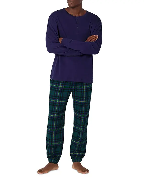 BEDHEAD PAJAMAS Flannel Long Sleeve Henley & Jogger Pajama Set - Walden Plaid