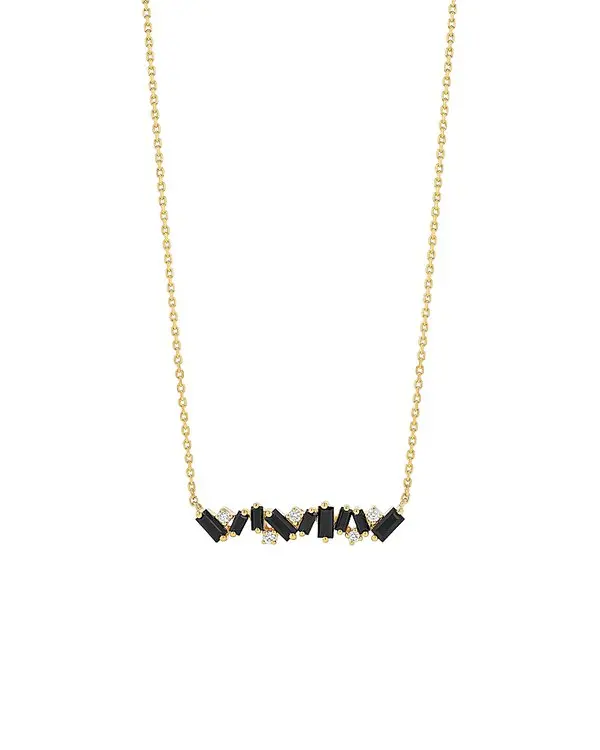 SUZANNE KALAN 18k Yellow Black Sapphire & Diamond Bar Necklace - Gold