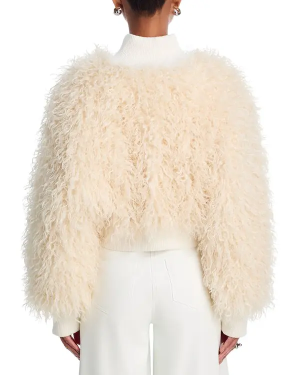 Norma Kamali Faux Fur Turtleneck Bomber Jacket