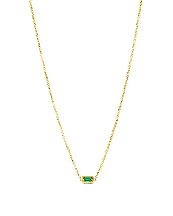 SUZANNE KALAN Emerald Baguette Charm Pendant Necklace - Gold