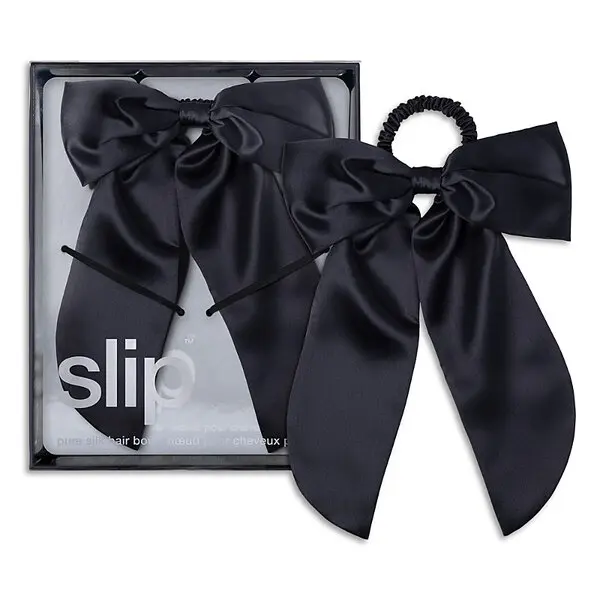 Slip Silk Hair Bow - Black