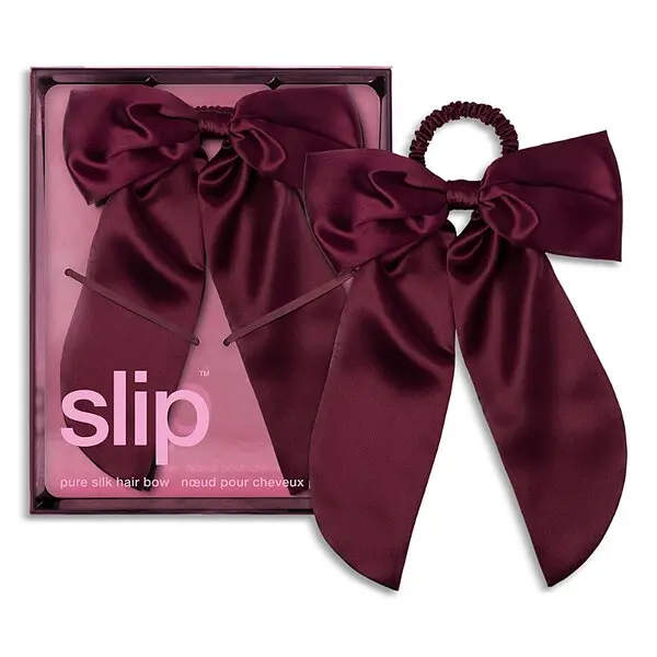 Slip Silk Hair Bow - Crimson