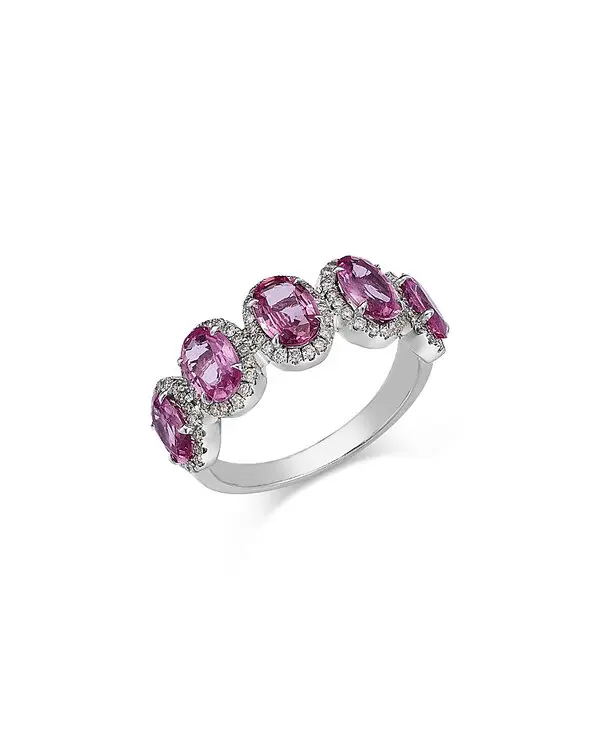 Bloomingdale'S Pink Sapphire And Diamond Halo Ring - Pink/white