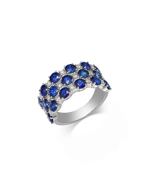 Bloomingdale'S Sapphire And Diamond Multi Row Ring - Blue/white