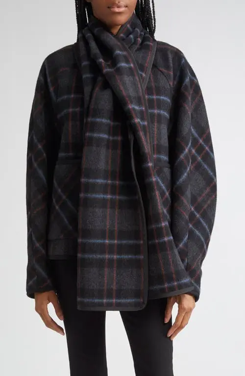 Veronica Beard Martine Plaid Wool-blend Dickey Scarf Coat