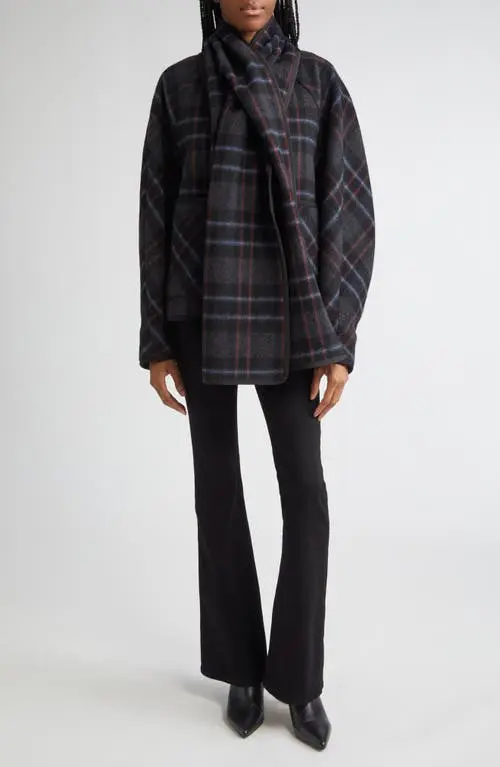 Veronica Beard Martine Plaid Wool-blend Dickey Scarf Coat