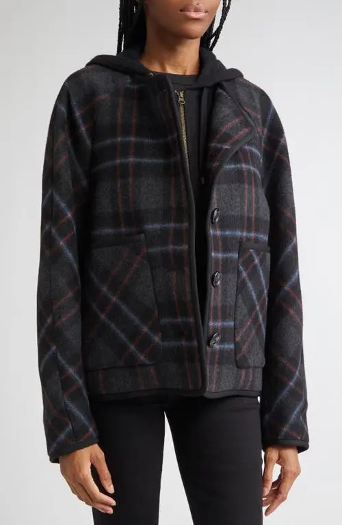 Veronica Beard Martine Plaid Wool-blend Dickey Scarf Coat