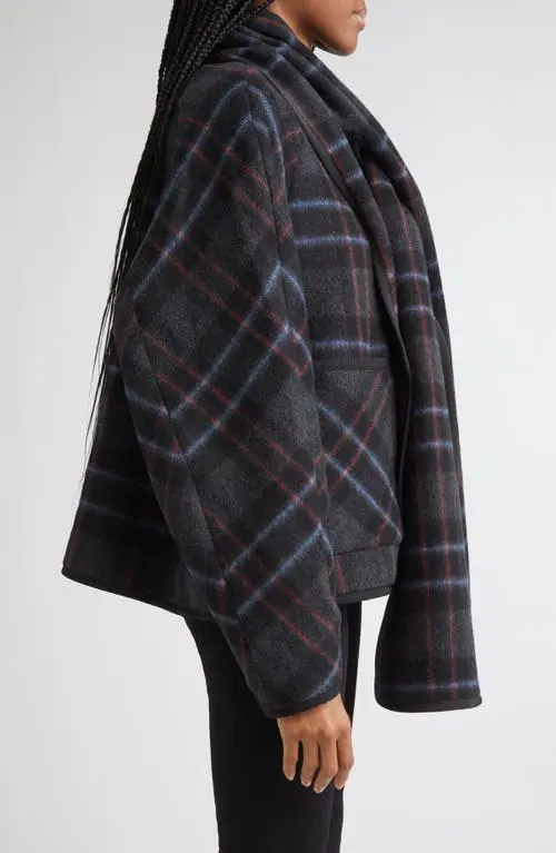 Veronica Beard Martine Plaid Wool-blend Dickey Scarf Coat