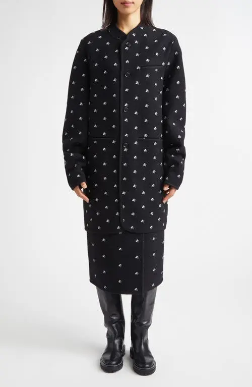 RIER Walker Floral Embroidered Wool Coat