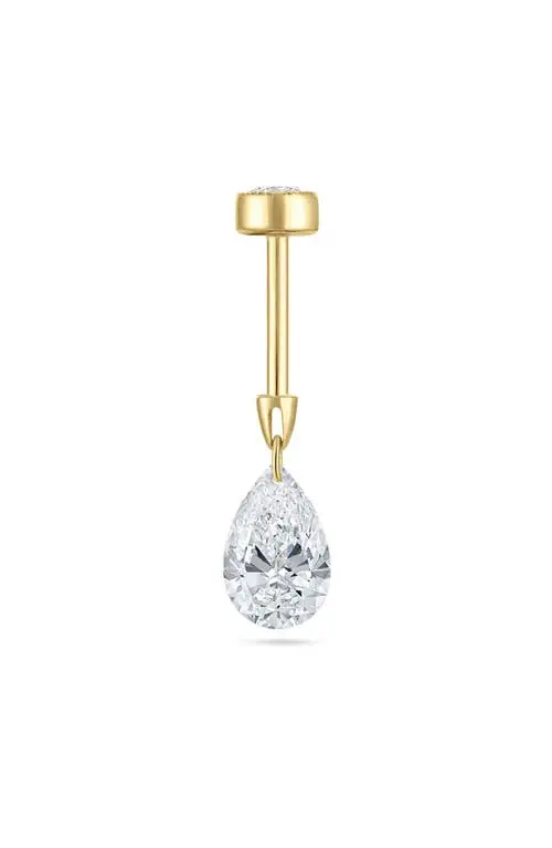 MARIA TASH Floating Pear Diamond Charm Single Threaded Stud Earring - Yellow Gold