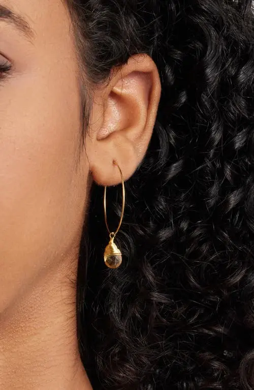 KIARA BY KI-ELE Georgia Semiprecious Stone Drop Hoop Earrings
