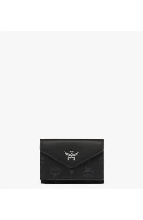 Mcm Aren Trifold Wallet In Visetos - Black