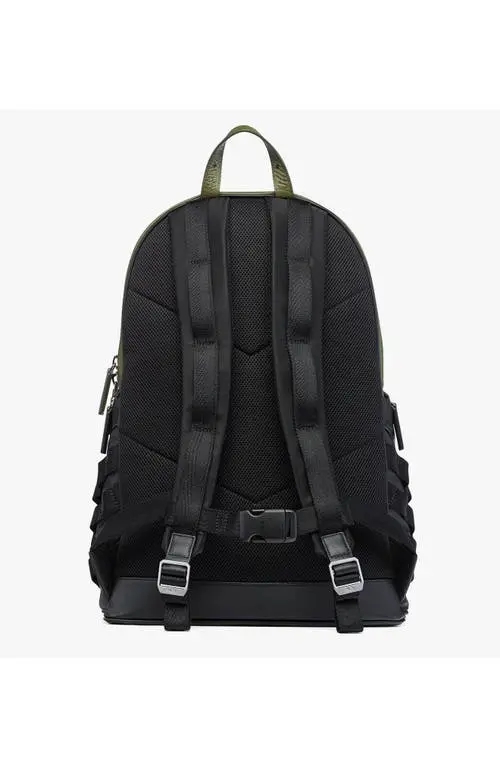 Mcm Aren Backpack In Econyl® And Monogram Print Leather