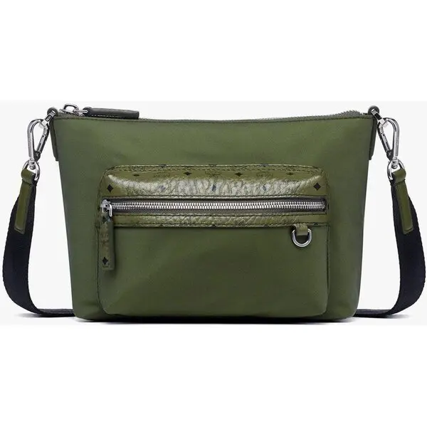 Mcm Crossbody Bag In Nylon And Leather - Khaki Moss