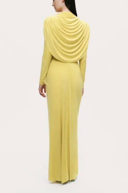 NOCTURNE Draped Cowl-front Column Gown