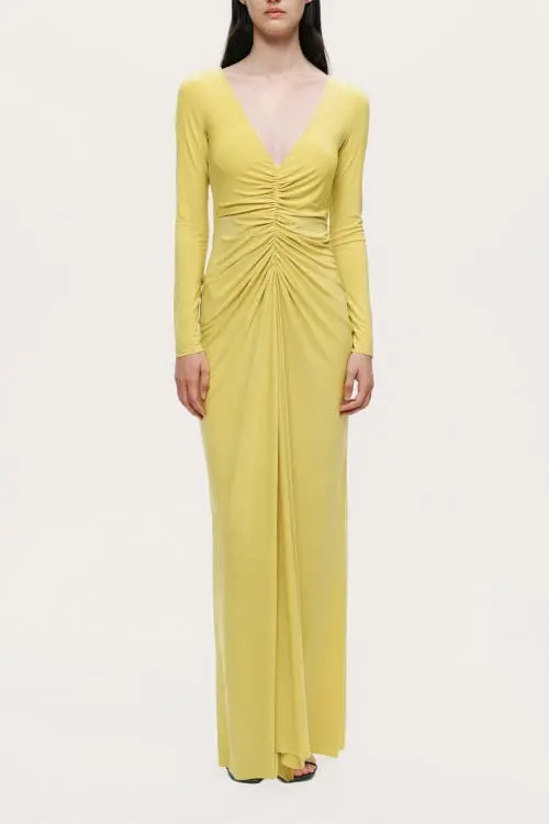 NOCTURNE Draped Cowl-front Column Gown