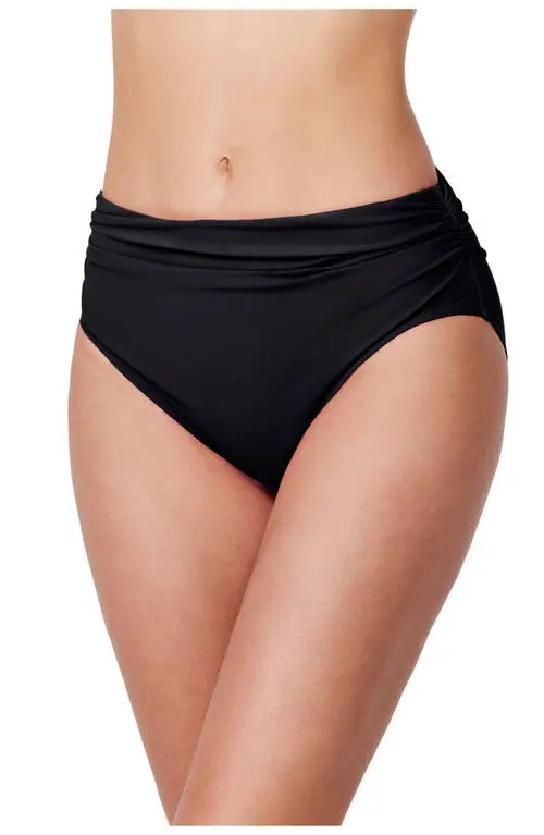 GOTTEX Shirred Mid-rise Swim Bottom - Black