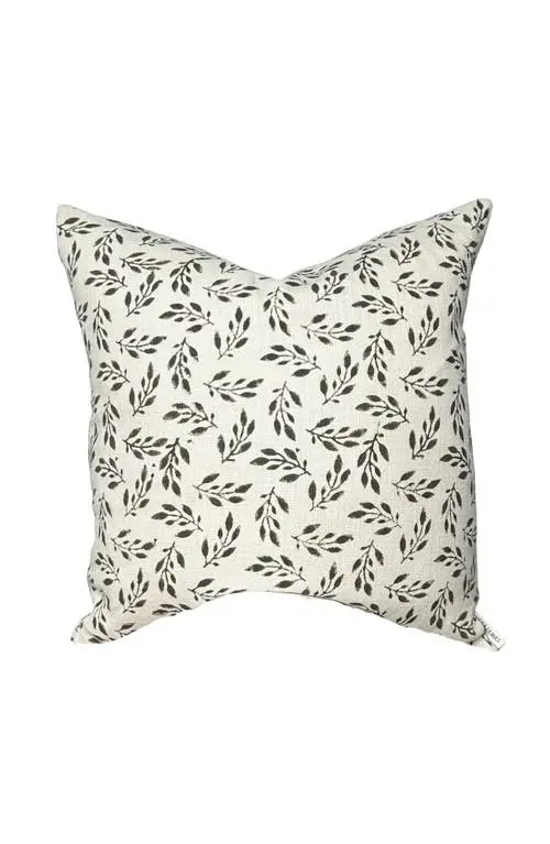 LINEN & JAMES Blaire | Cream Deep Brown Floral Handblock Pillow Cover - Ivory