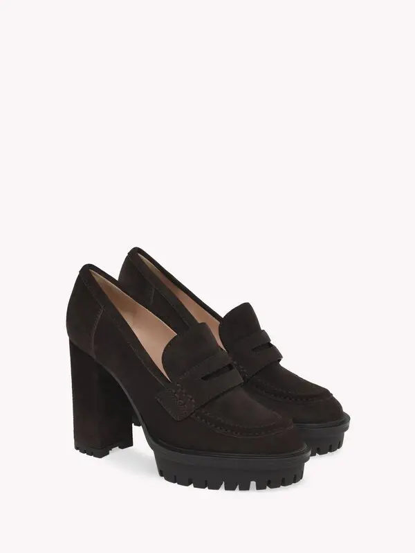 GIANVITO ROSSI Suede Moccasin With Platform And Chunky Heel