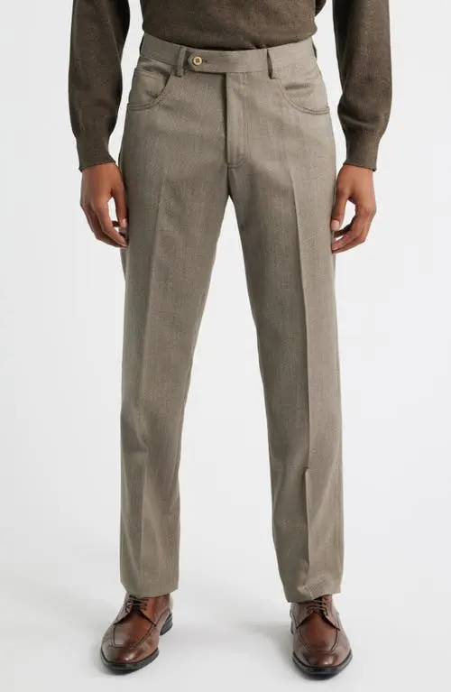 Zanella Parker Stretch Wool Trousers - Khaki
